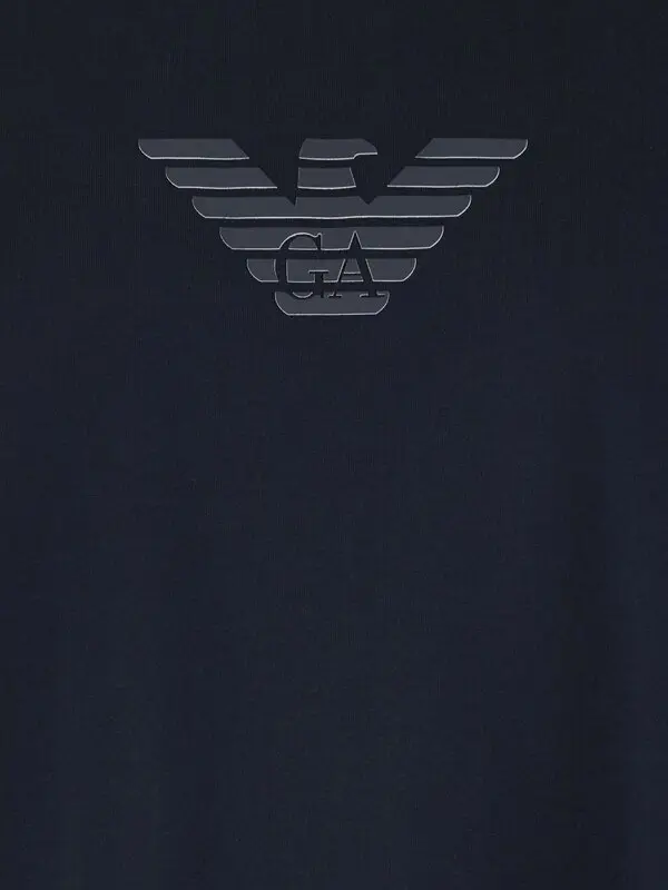 Emporio Armani Logo Cotton T Shirt - Blue