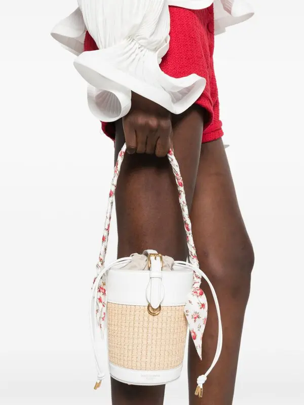 Dolce & Gabbana Capri Raffia Bucket Bag - Beige