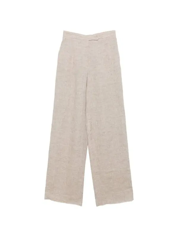 Emporio Armani Linen Straight Leg Trousers - Beige