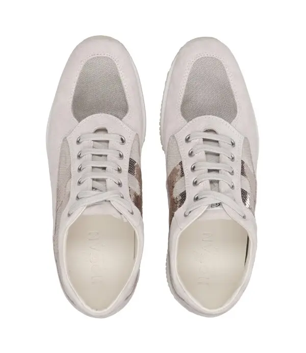 Hogan Suede And Mesh Sneakers - Dove Grey