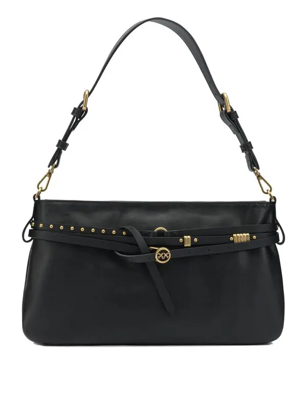 Pinko Leather Shoulder Bag - Black