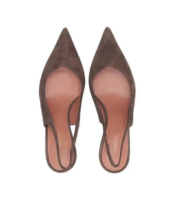 CASTAGNA Pointed Suede Slingbacks - Brown
