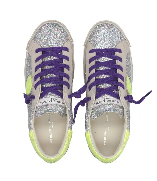 Philippe Model Glitter Sneakers - Silver