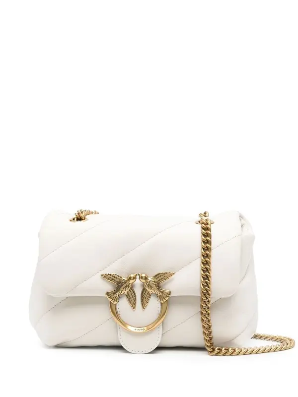 Pinko Mini Love Bag Puff Maxi Quilt - Bianco Seta-antique Gold