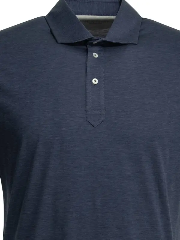 Brunello Cucinelli Faux Layering' Polo Shirt With Buttons - Blue