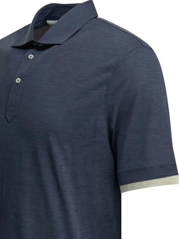 Brunello Cucinelli Faux Layering' Polo Shirt With Buttons - Blue