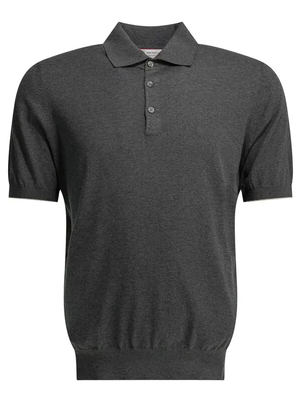Brunello Cucinelli Polo Shirt With Buttons - Grey