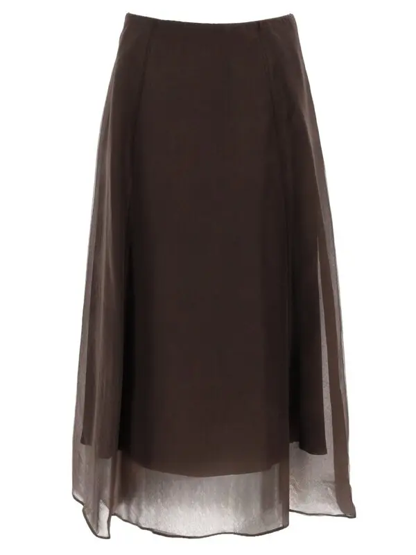 Brunello Cucinelli Circle Midi Skirt - Brown