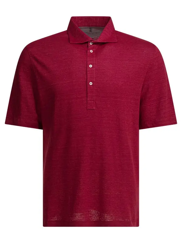 Brunello Cucinelli Linen And Cotton Mélange Jersey Polo Shirt - Red