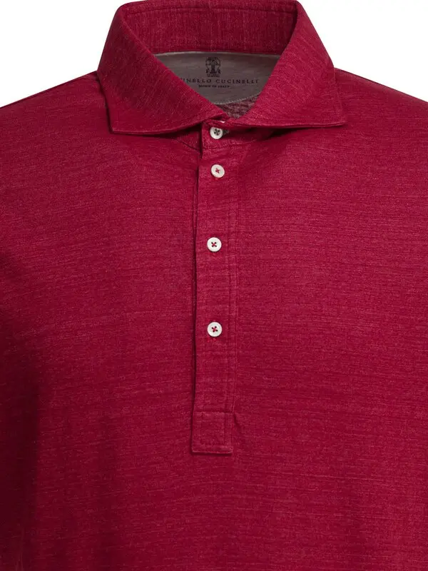 Brunello Cucinelli Linen And Cotton Mélange Jersey Polo Shirt - Red