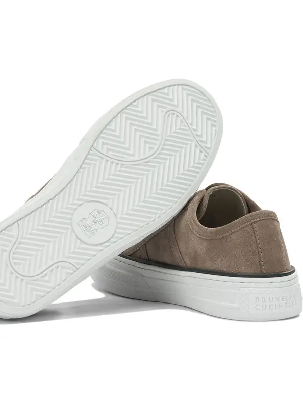 Brunello Cucinelli Shiny Tab Low Sneakers - Beige