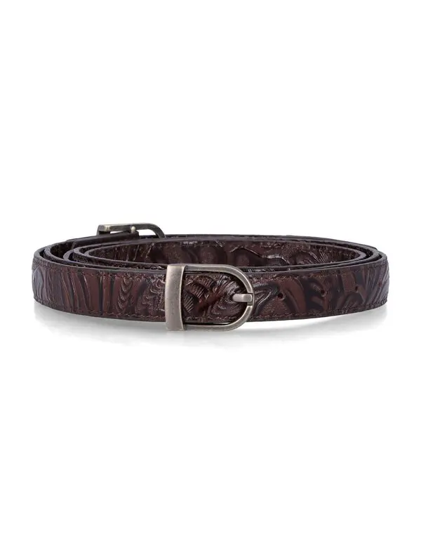 LOW CLASSIC Leather Two-way Buckle Belt - Brown