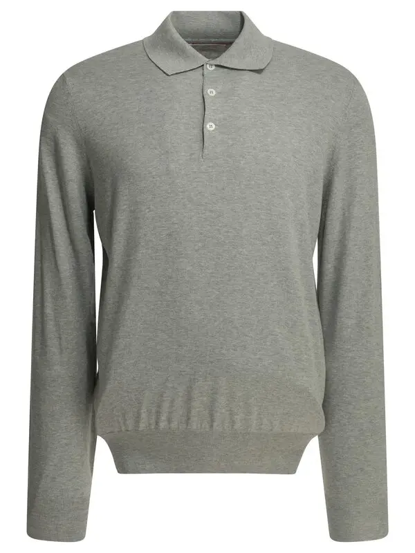 Brunello Cucinelli Polo Shirt With Buttons - Grey