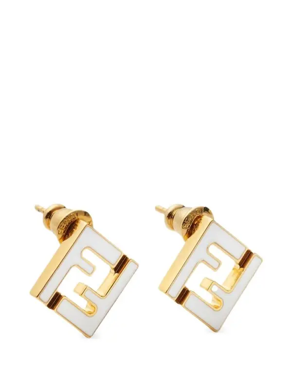 Fendi Ff Motif Stud Earrings - White