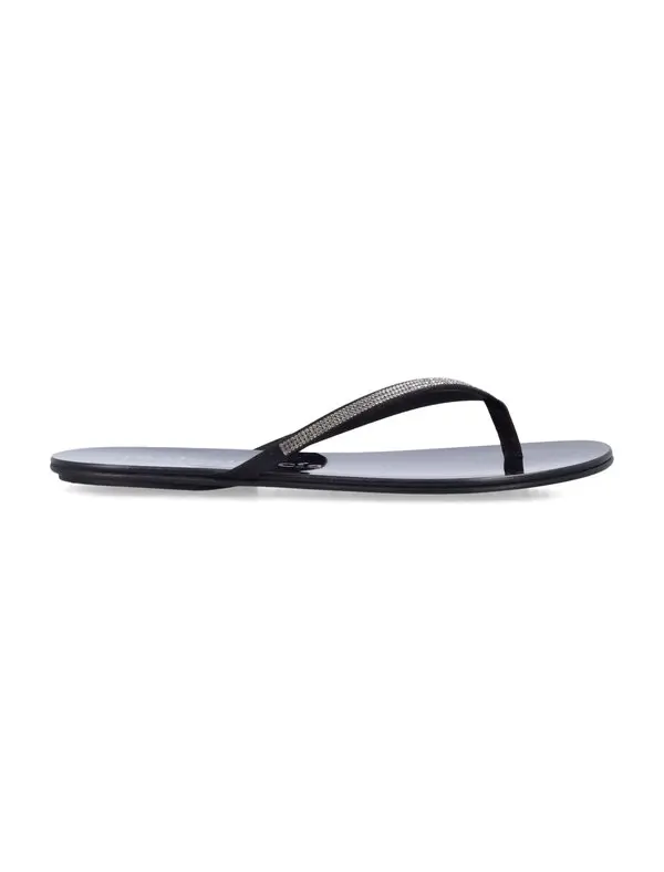 PEDRO GARCIA Prune Satin Flat Sandals - Black/greige