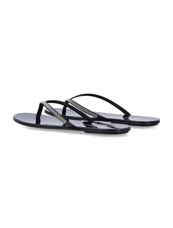 PEDRO GARCIA Prune Satin Flat Sandals - Black/greige