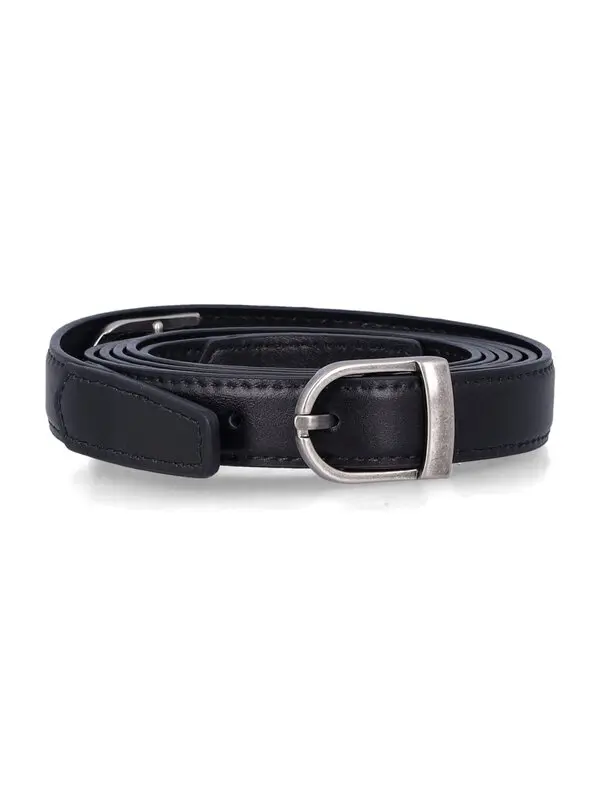 LOW CLASSIC Leather Two-way Buckle Belt - Black