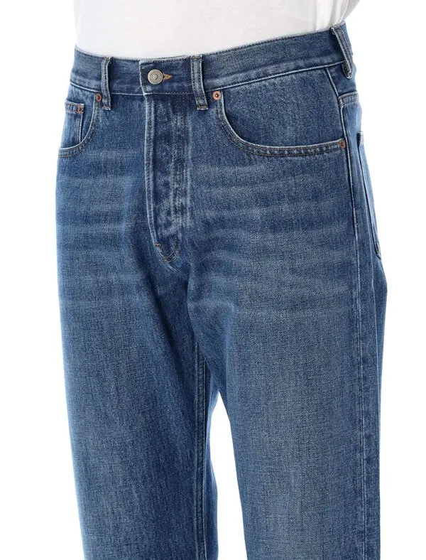 Valentino Garavani Straight Leg Jeans - Medium Blue Denim