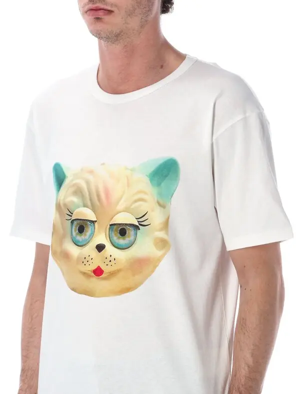 Valentino Garavani White Cotton T-shirt With Cat Graphic