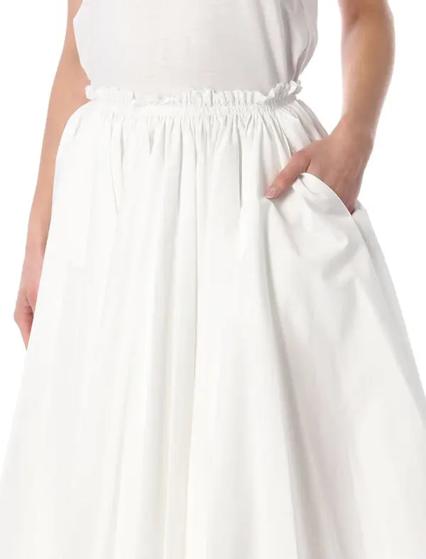 AMI Paris Cotton Midi Corolla Skirt - White