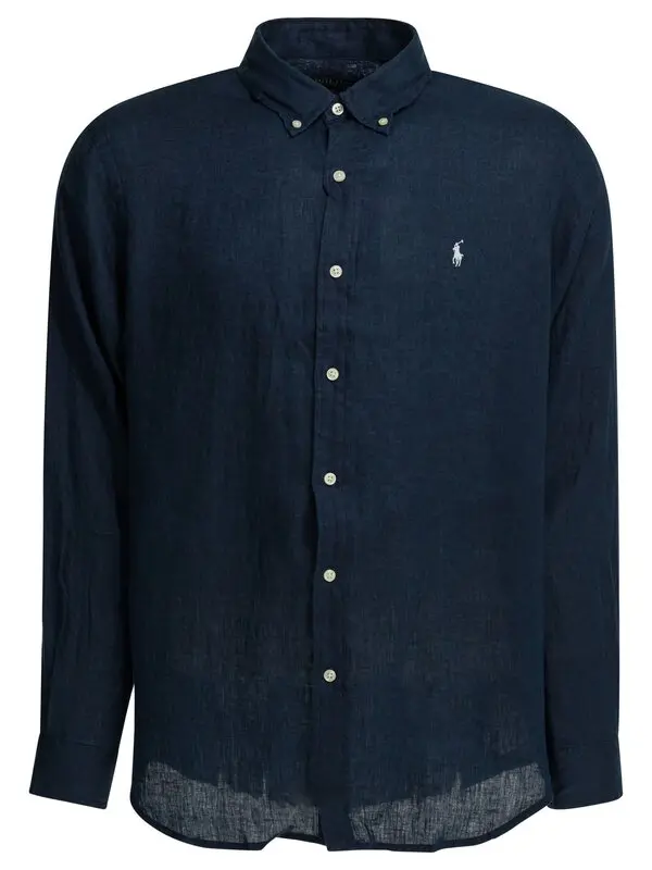 Polo Ralph Lauren Linen Shirt With Logo - Blue