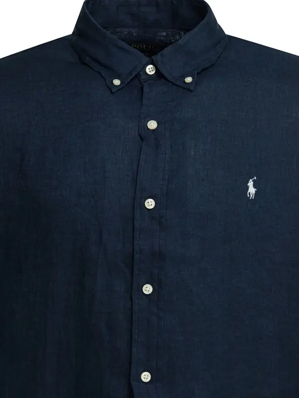 Polo Ralph Lauren Linen Shirt With Logo - Blue