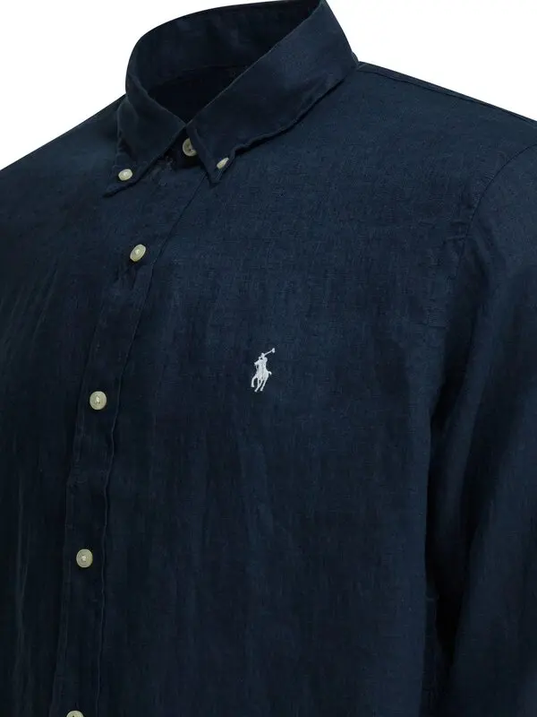 Polo Ralph Lauren Linen Shirt With Logo - Blue