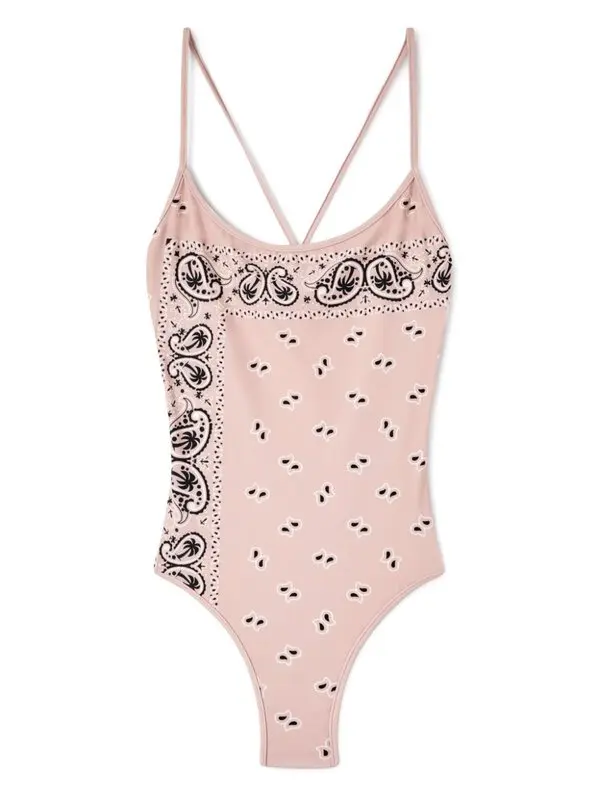 Palm Angels Paisley Print Criss Cross Swimsuit - Pink Pink