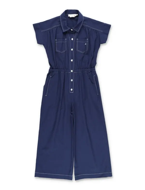 Bonpoint Striped Organic Cotton Seersucker Jumpsuit - Ra Indigo