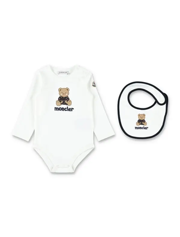 Moncler Baby Bodysuit And Bib - White