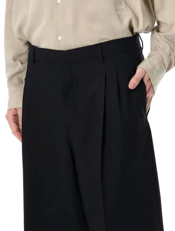 AMI Paris Wool Gabardine Bermuda Shorts - Black