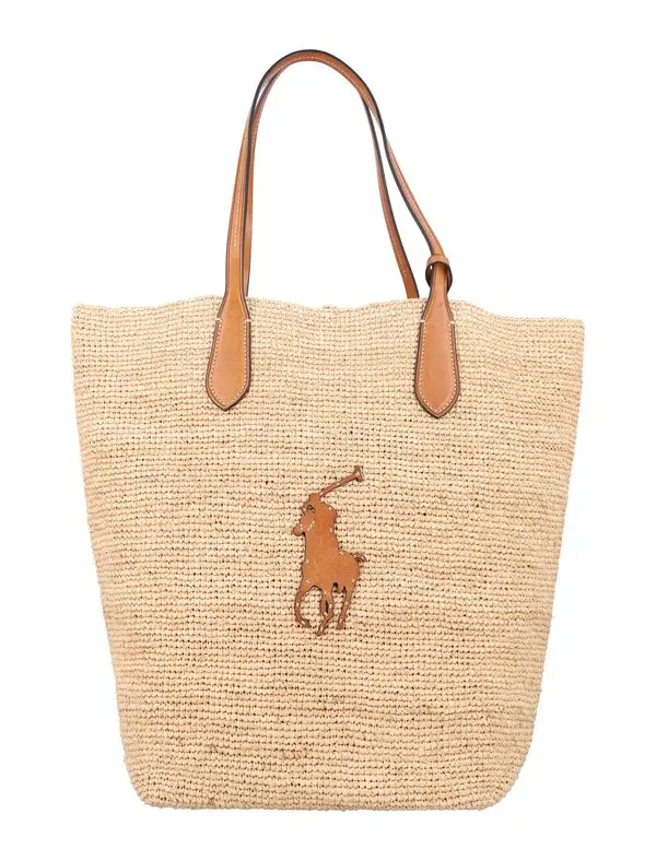 Polo Ralph Lauren Big Pony Raffia Tote - Beige
