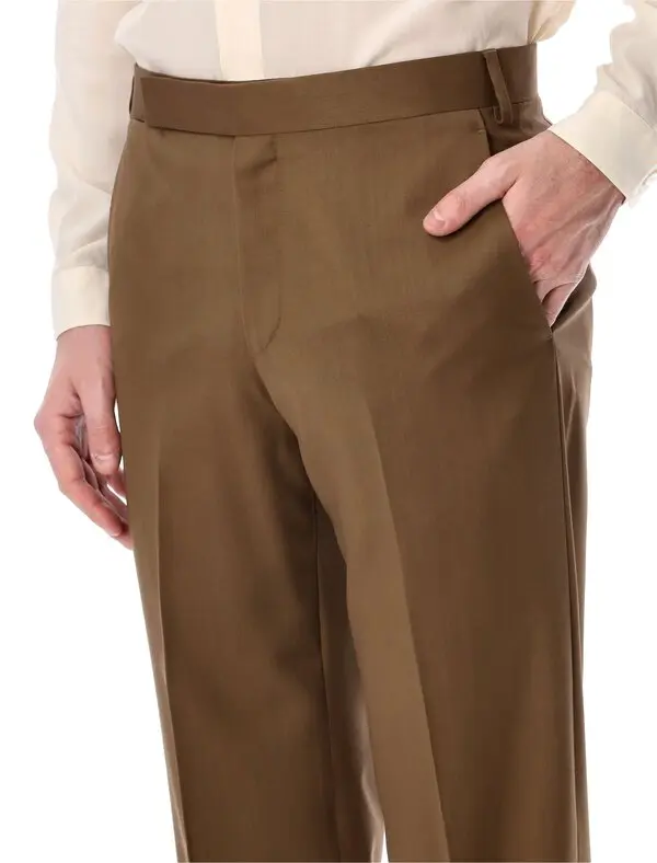 LARDINI Stretch Crepe Gabardine Trousers - Brown