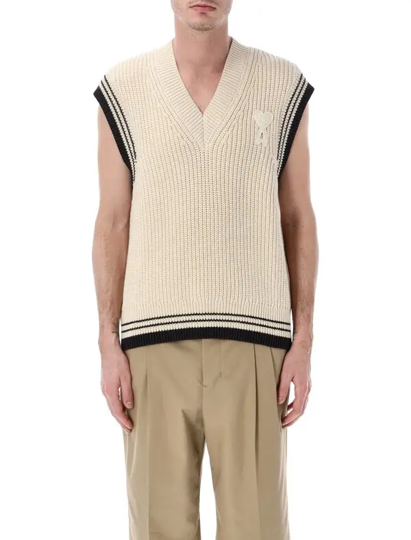 Ami De Coeur Sleeveless Sweater - Beige