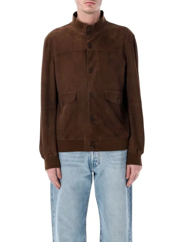 SWORD 6644 Perforated Suede Jacket - Dark Brown