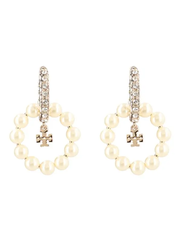 Tory Burch Kira Earrings With Pearls And Rhinestones - White