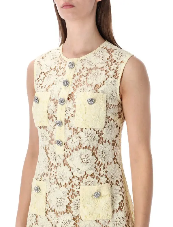 SELF-PORTRAIT Lace Mini Dress - Yellow