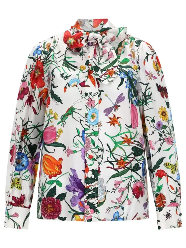Gucci Floral Print Silk Shirt - Multicolour