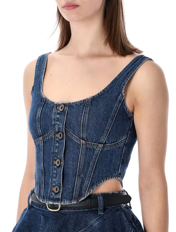 SELF-PORTRAIT Denim Corset Top