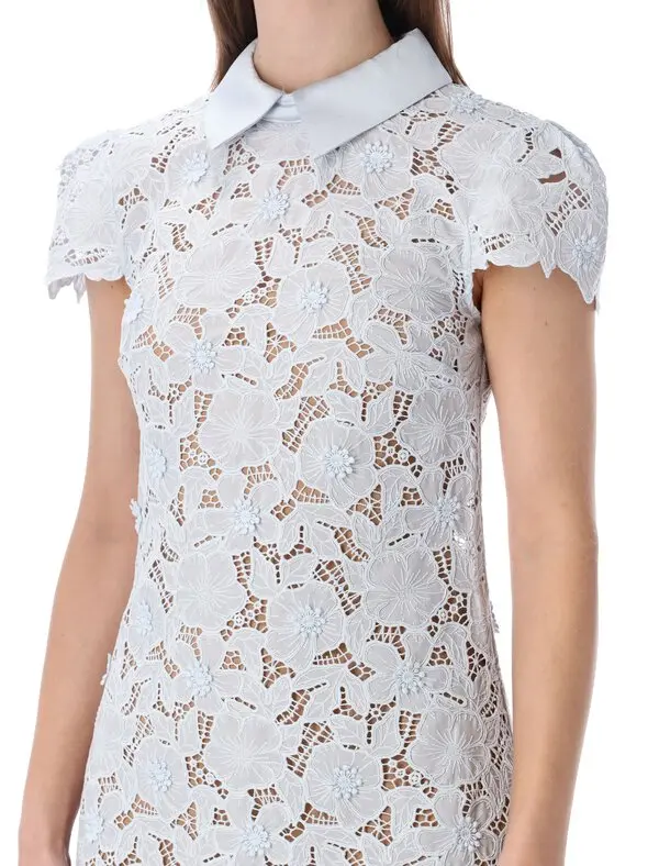 SELF-PORTRAIT Guipure Lace Mini Dress - Blue