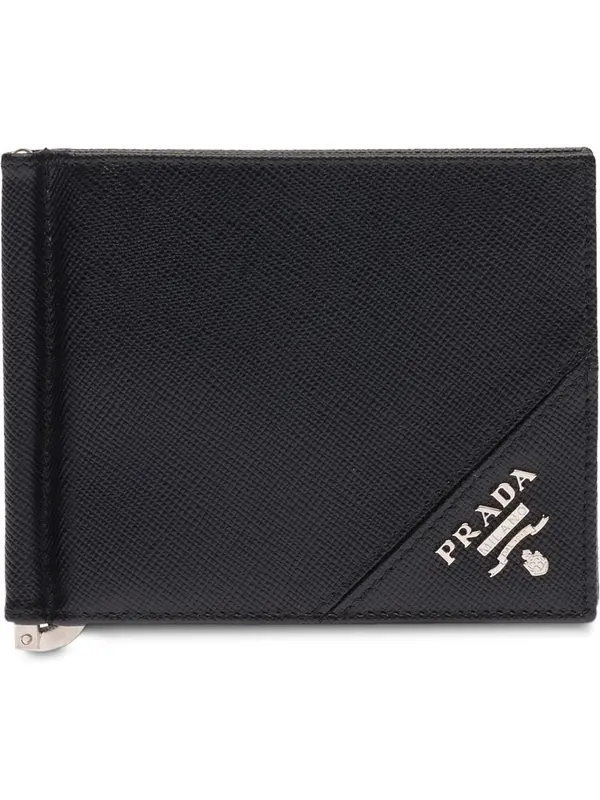 Prada Saffiano Leather Bi Fold Wallet - Nero
