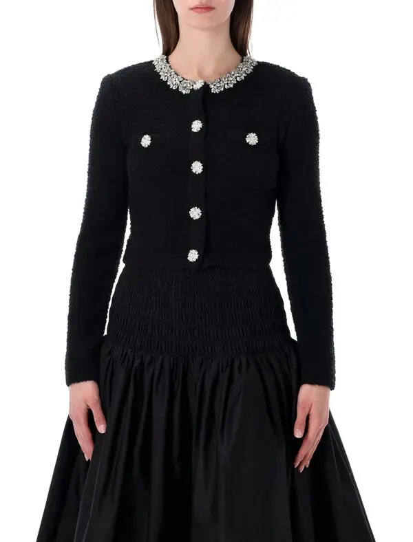 SELF-PORTRAIT Crystal Embellished Cardigan - Black