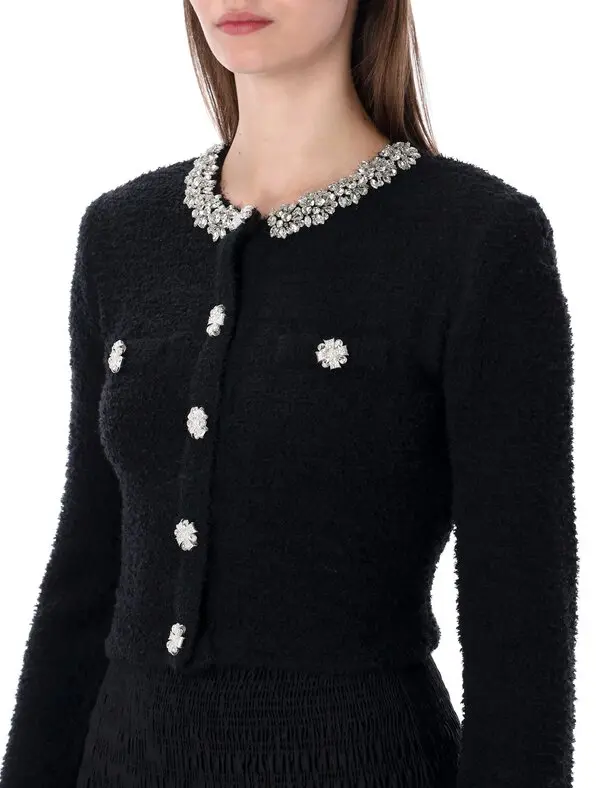 SELF-PORTRAIT Crystal Embellished Cardigan - Black