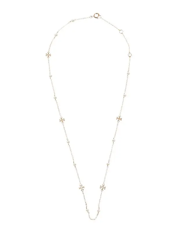 Tory Burch Kira Logo And Pearl Necklace
