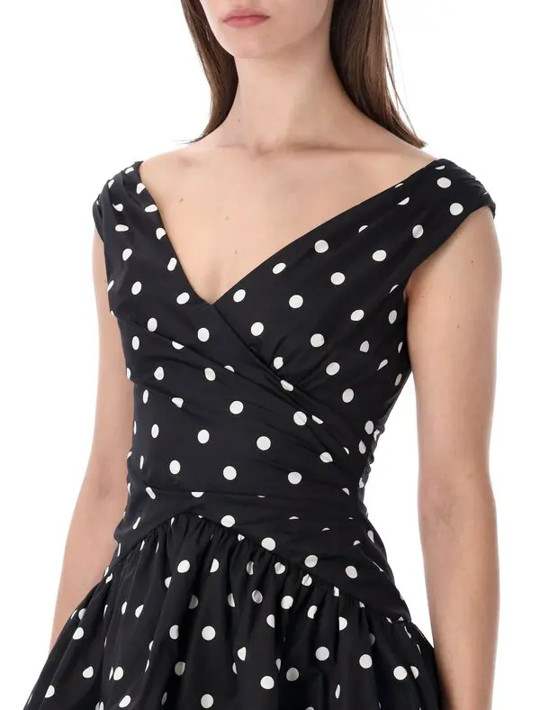 SELF-PORTRAIT Polka Dot Mini Dress - Black White Dot