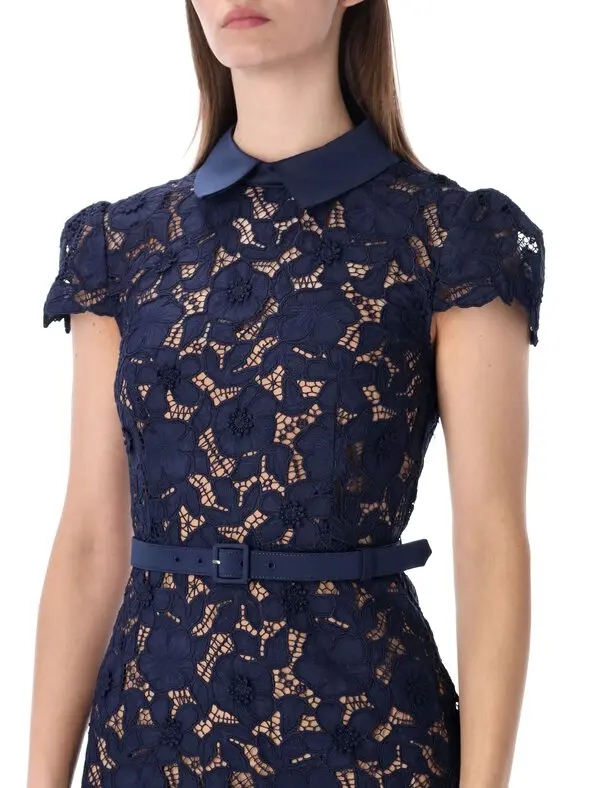 Self-Portrait Women's Navy Guipure Lace Midi Dress | 6