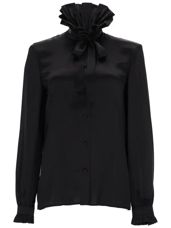 Gucci Silk Satin Bow Shirt