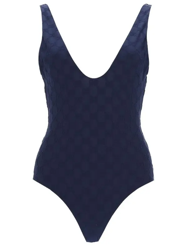 Gucci Gg Weave One-piece Swimsuit - Blue