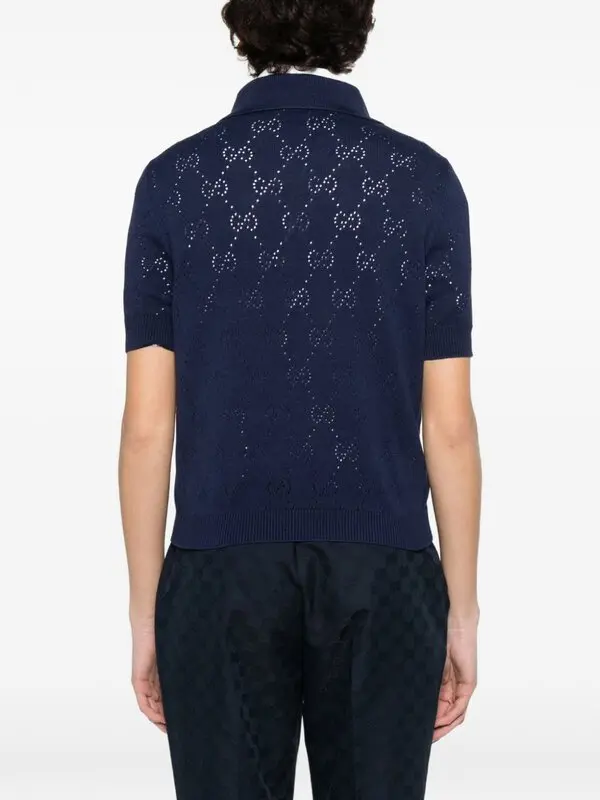Gucci Gg Cotton And Silk Polo Shirt