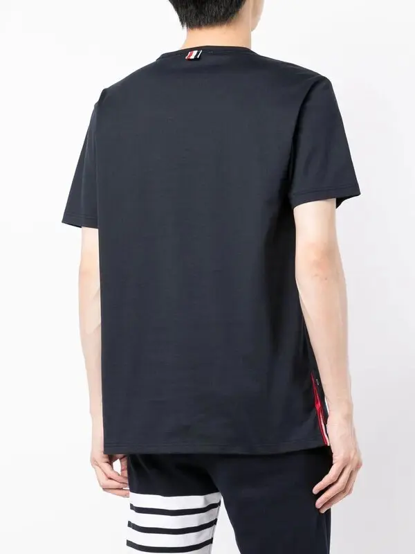 Thom Browne Ss Rwb Pocket Tee In Medium Weight Jersey Cotton - Navy